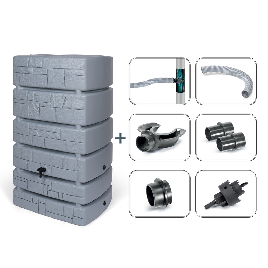 XXL Wassertank "TOWER STONE" 500 Liter in Grau (STEIN OPTIK) mit Fülla ...